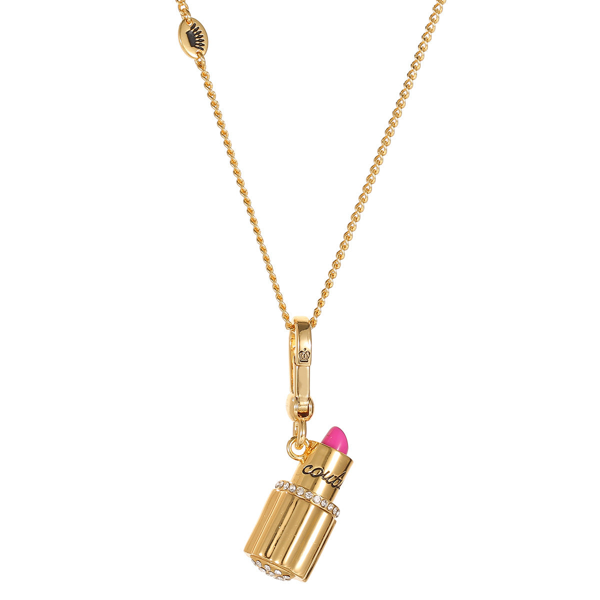 Enamel glazed diamond studded metal letters Barbie pink lipstick rotat ...